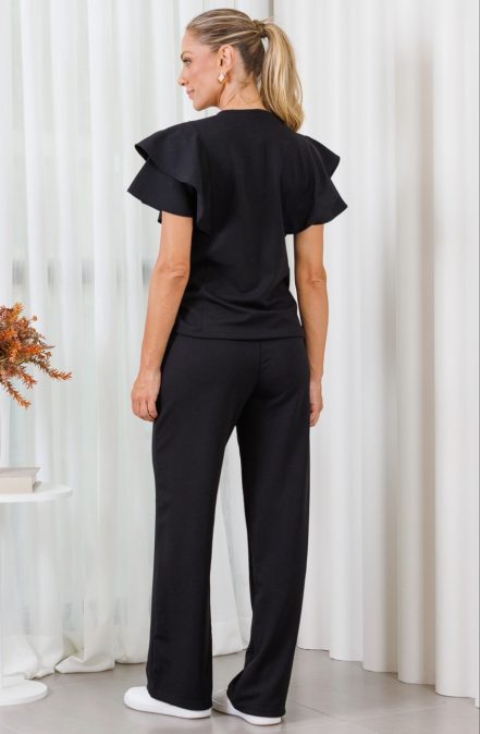 Pijama Scrub Feminino Crepe Scuba Moderno Flex Preto